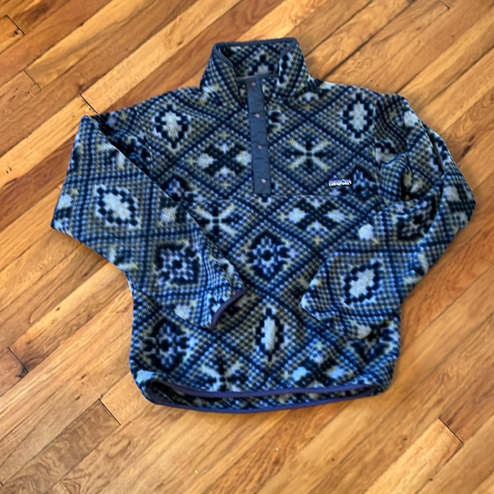 Patagonia Vintage Y2k 90s Synchilla Snap T Fleece Blu… - Gem